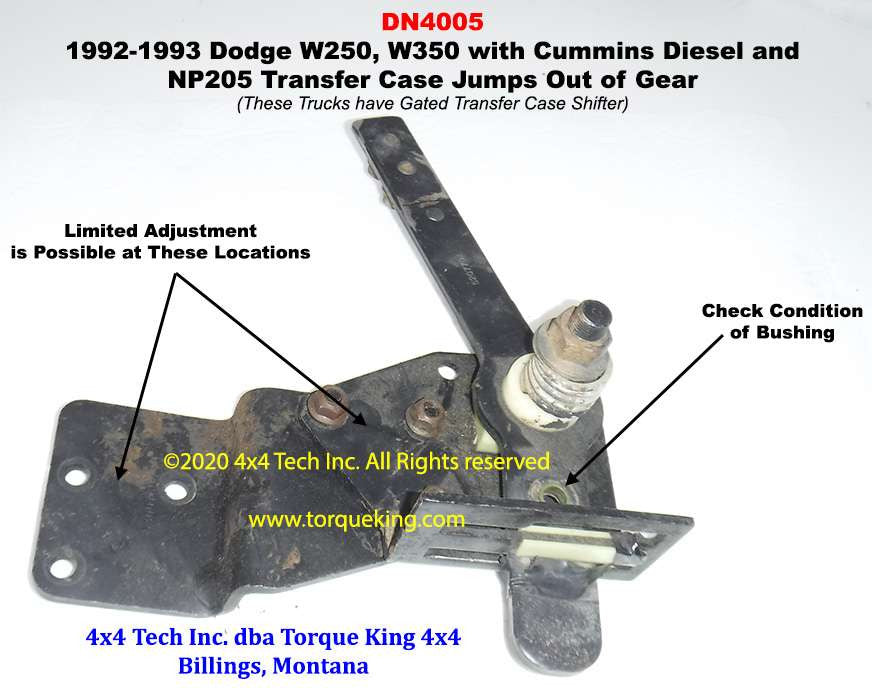 FAQ4005 1992-1993 Dodge NP205 Transfer Case Jumps Out of Gear