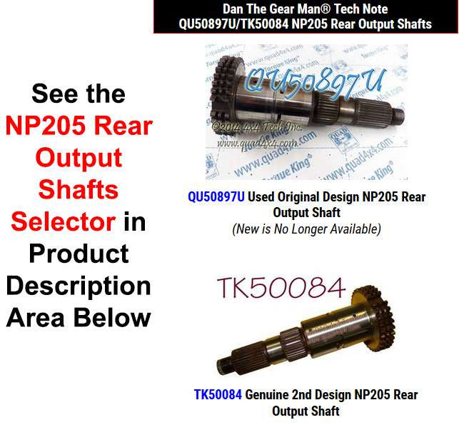 QU50897U/TK50084 NP205 Rear Output Shafts Selector