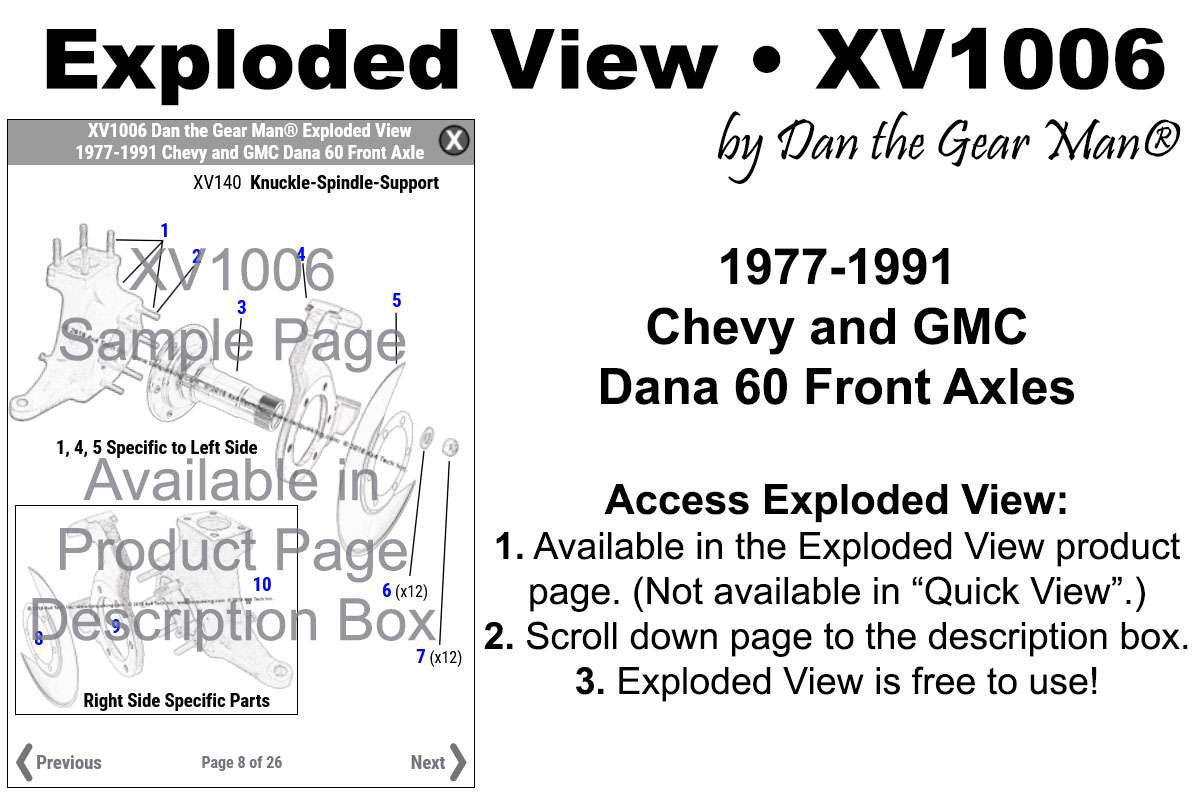 XV1006 1977-1991 Chevy & GMC Dana 60 Front Axle Interactive Exploded V