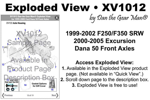 1999-2002 Ford Super Duty Dana 50 Front Axle Exploded View