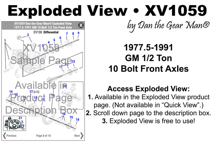 Chevy and GMC 4x4 Front Axle Exploded Views