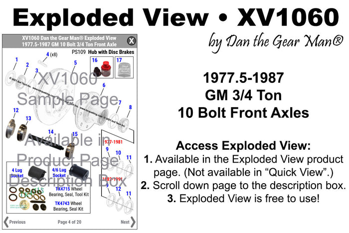 Chevy and GMC 4x4 Front Axle Exploded Views